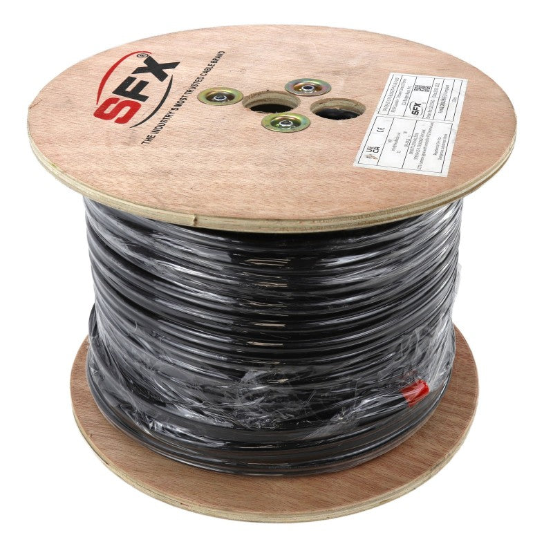 SFX RG59 Coax & Power Shotgun Cable for CCTV AHD BNC Cameras 100m Blac ...
